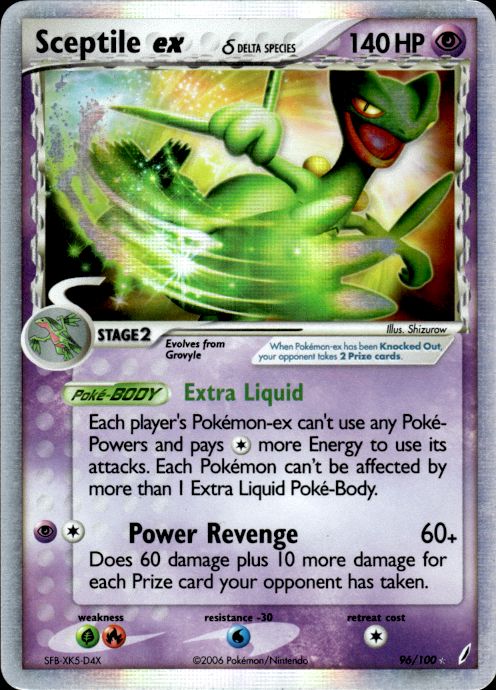 Sceptile ex 96/100 Holo Rare EX Crystal Guardians Pokemon Moderately Played