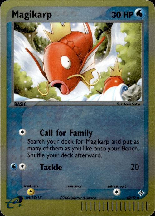 Magikarp 60/97 Common Dragon Pokemon Reverse Holo Lightly Played